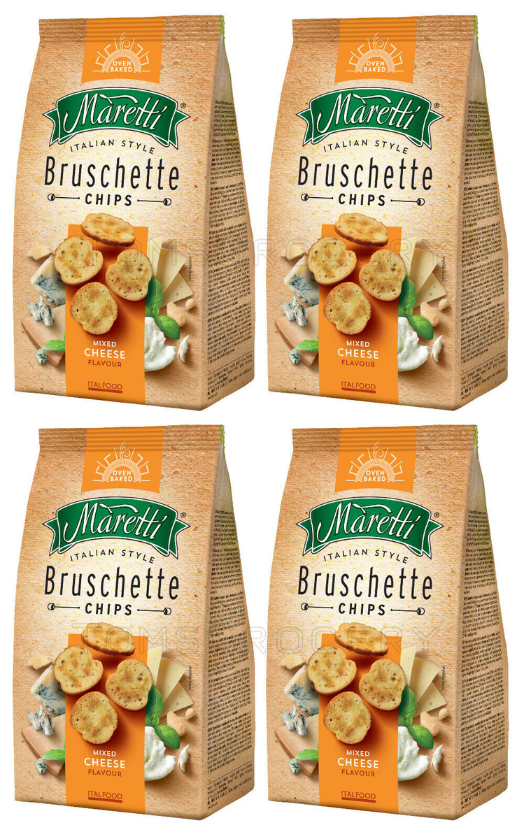 4 BRUSCHETTE MARETTI Mixed Cheese Flavor Oven Baked Bread Bites Snacks ...