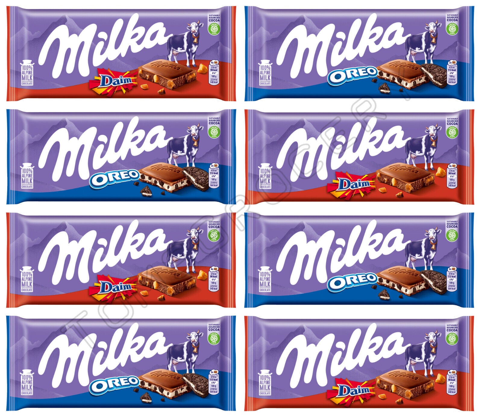 8 MILKA OREO & DAIM Bundle Chocolate Bars Party Sweets European Candy ...