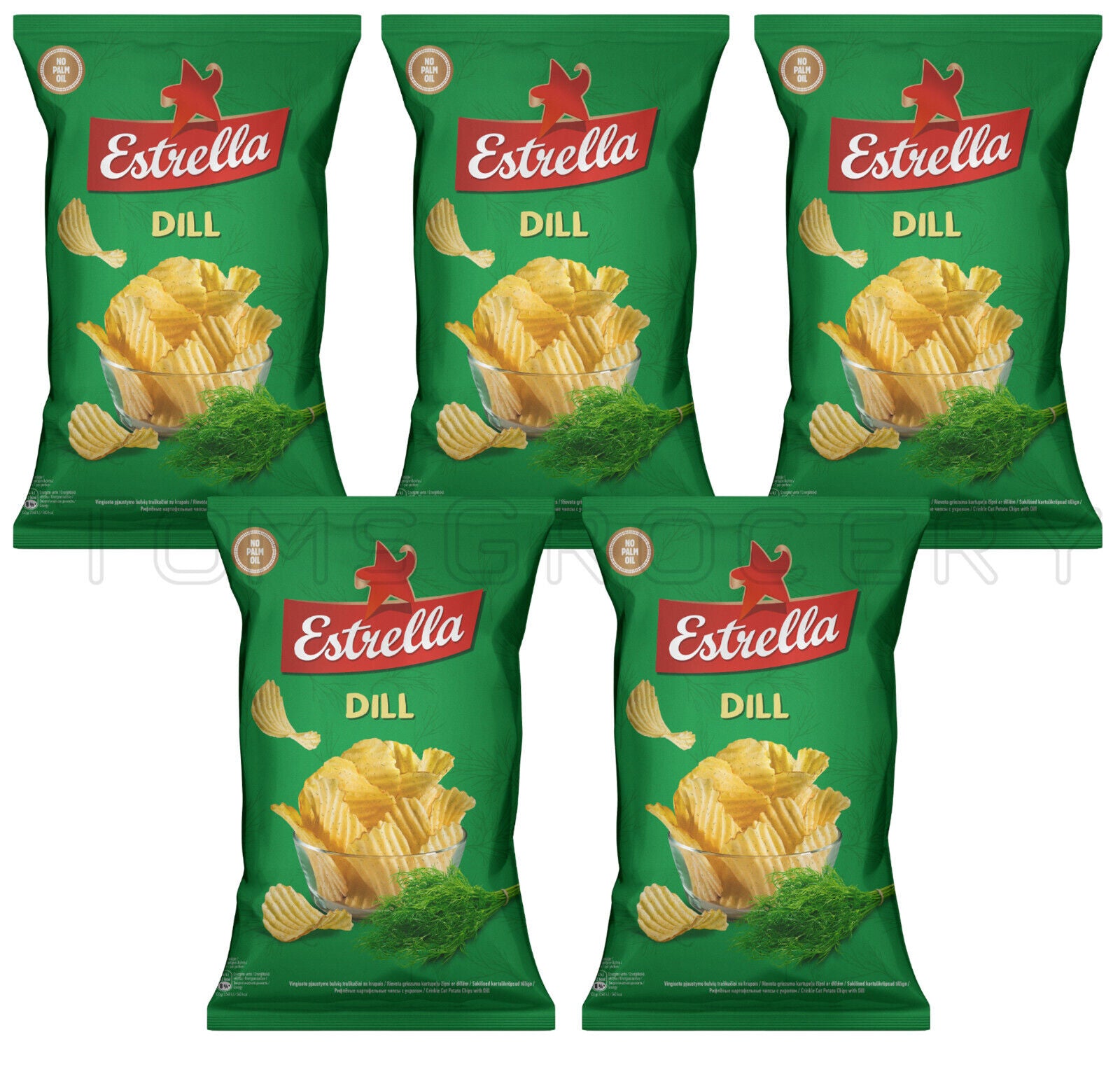5 ESTRELLA DILL Flavor Potato Chips Snacks Crunchy Crisps 130g 4.6oz ...