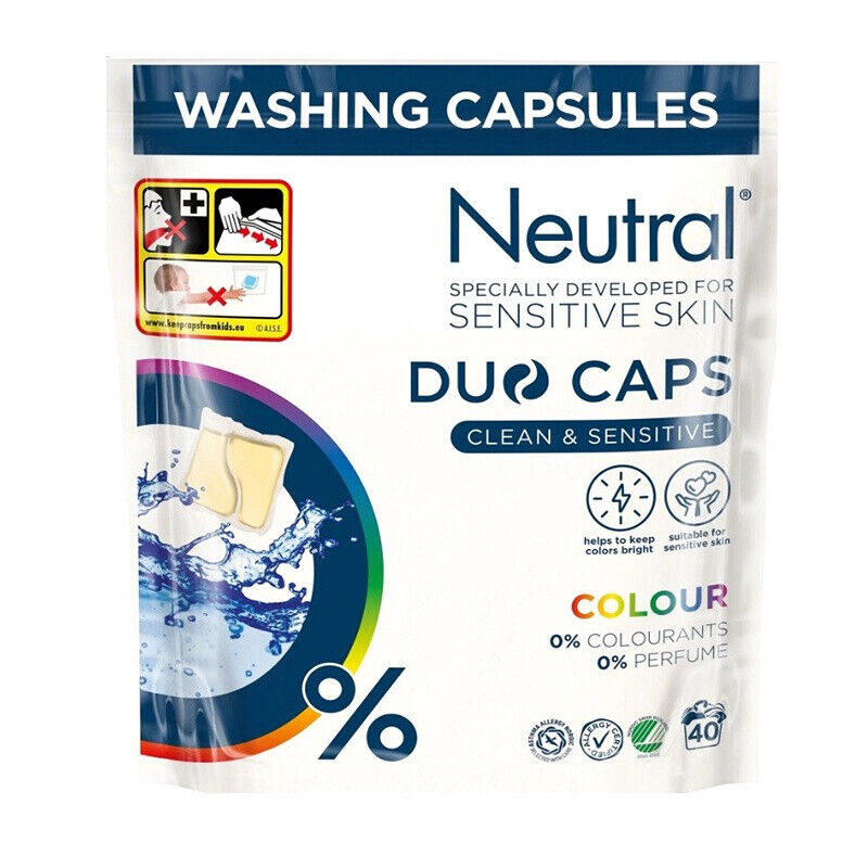 NEUTRAL DUO CAPS COLOR CLEAN & SENSITIVE SKIN Laundry Washing 40 Capsu ...