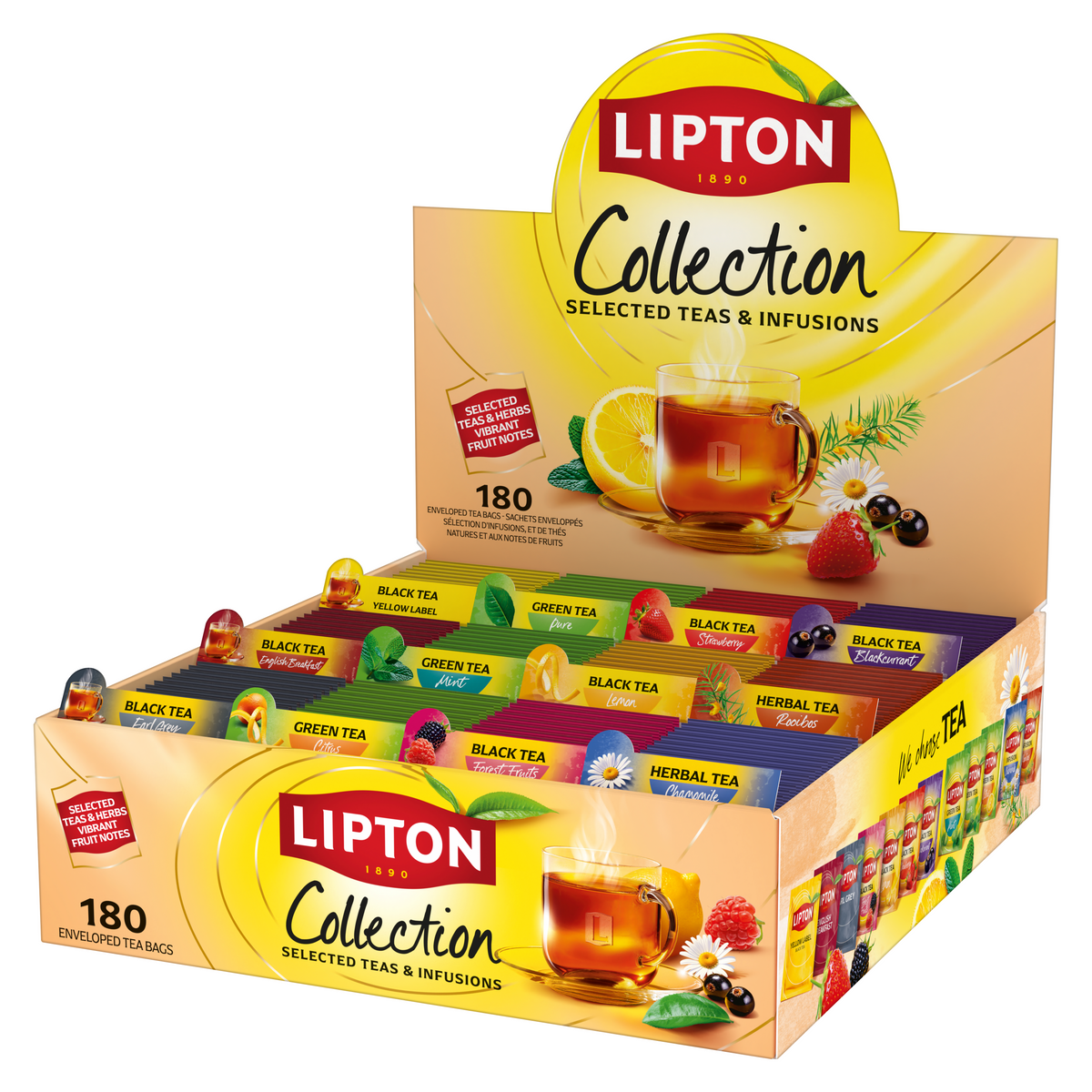 LIPTON TEA COLLECTION VARIETY PACK 12 Assorted Flavors Box (180 teabag ...