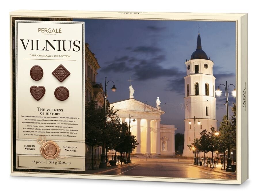 PERGALE VILNIUS Dark Chocolate Collection Candies Pralines Box 348g 12 ...